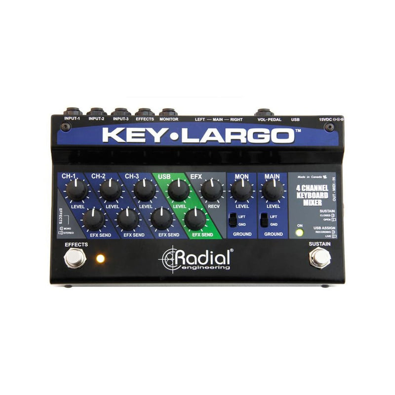 Radial Key Largo - Mezclador de teclado con pedal Sustain integrado